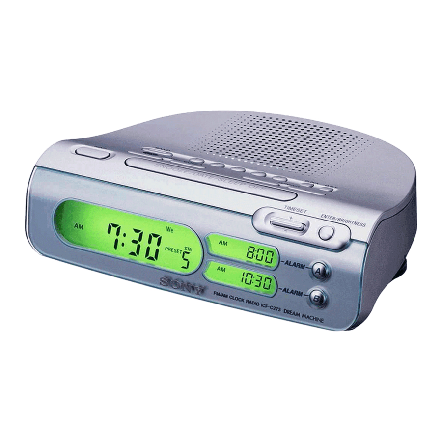 Sony DREAM MACHINE ICF-C273, ICF-C273L - Manual de Radio Reloj Fm/Am ...